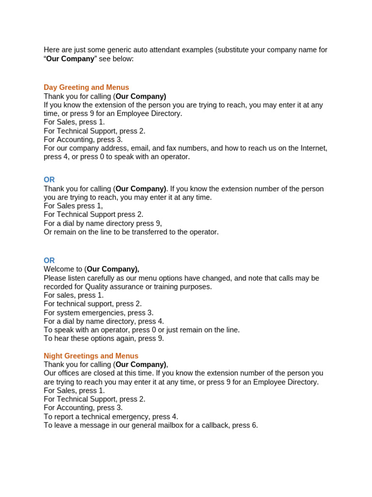 Auto Attendant Script Samples | PDF | Chess Theory | Chess