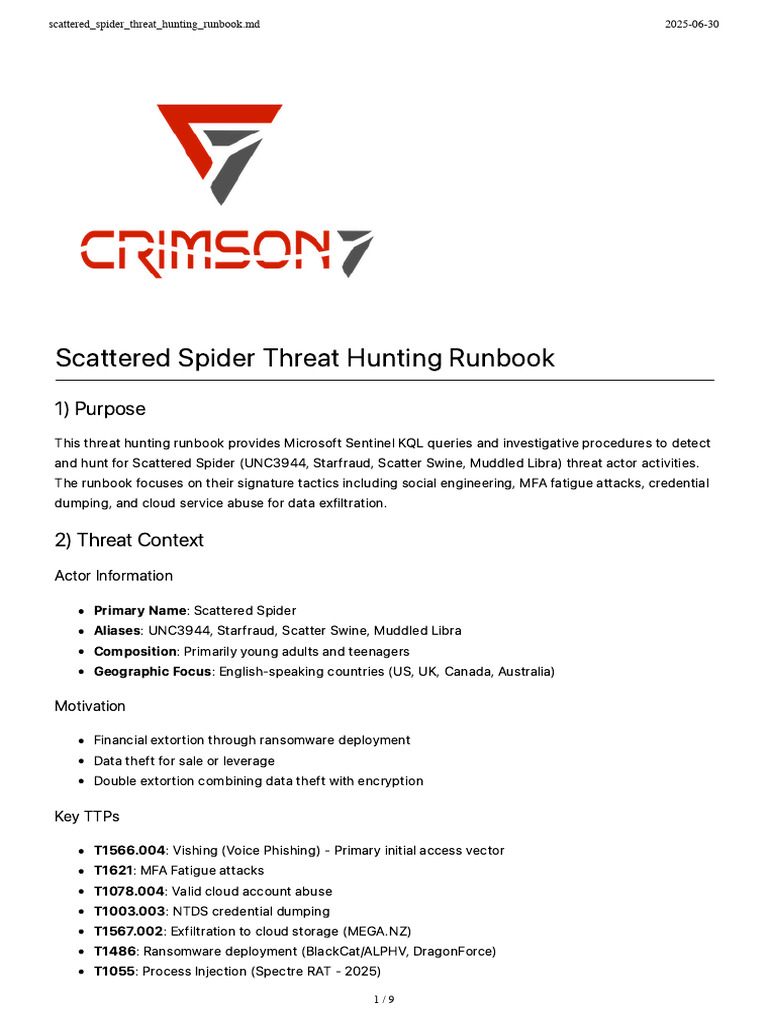 Scattered Spider Threat Hunting Guide | PDF | Ransomware | Secure ...