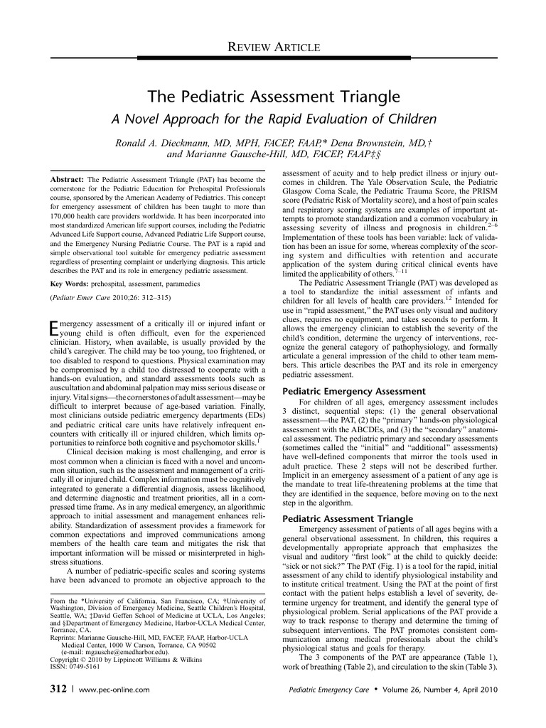 Pediatric Assessment Triangle Overview | PDF | Cardiopulmonary ...
