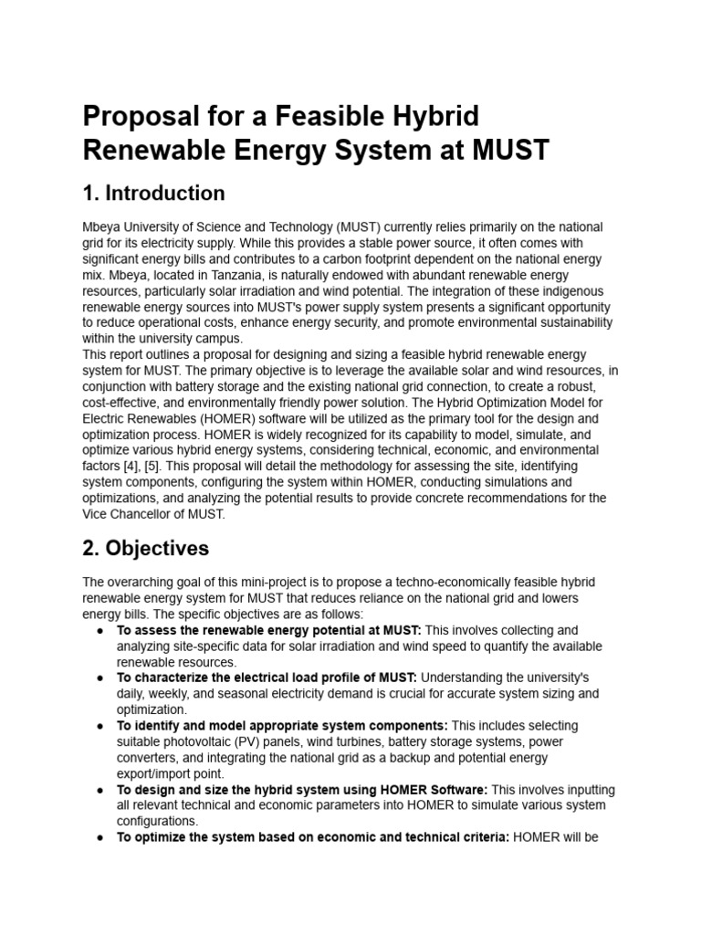 Feasible Hybrid Energy System Proposal | PDF | Photovoltaic System ...