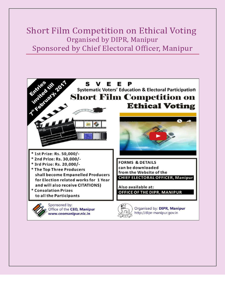 Entry Form Short Film Competition On Ethical Voting | PDF | Justice | Crime & Violence