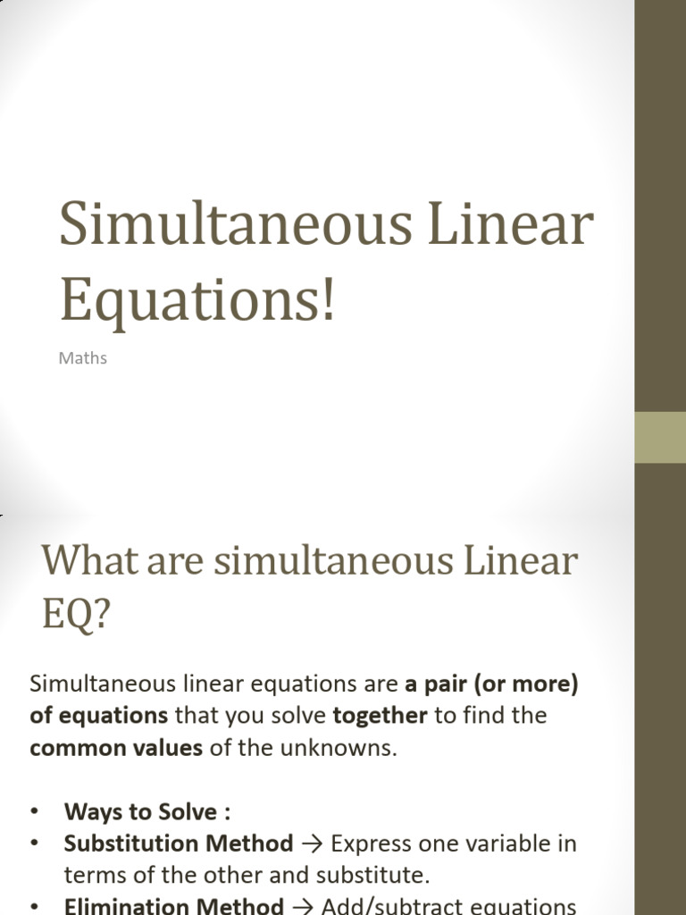 Solving Simultaneous Linear Equations | PDF