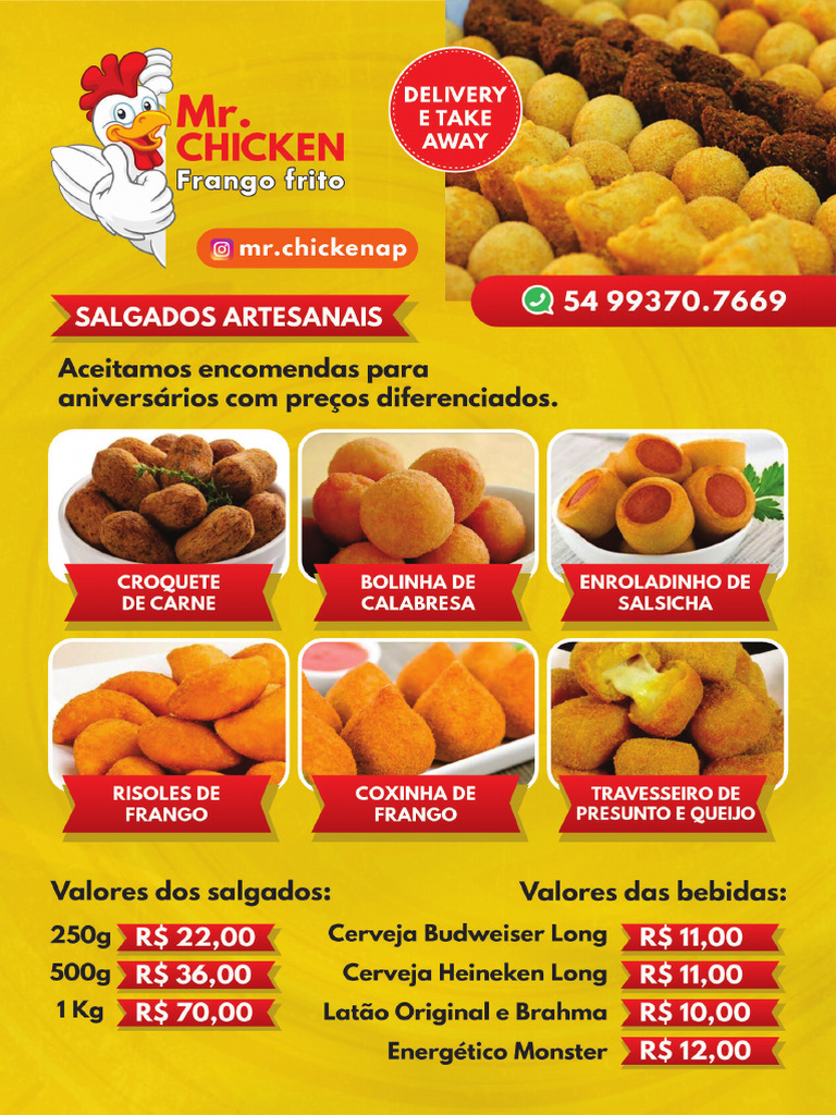 Cardapio Mr Chicken Salgados | PDF