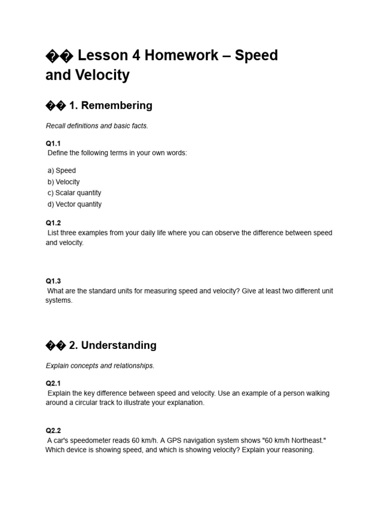 Speed vs. Velocity Explained | PDF | Speed | Velocity