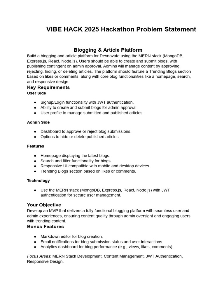Vibe Hack 2025: Blogging Platform MVP | PDF | Software Development ...