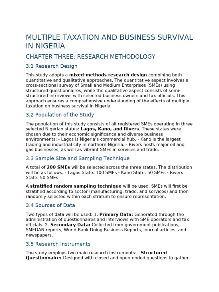 Project - Multiple Taxation and Business Survival in Nigeria | PDF ...