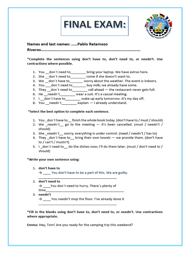 Final - Exam - Basic - 5 - Pablo Retamozo Riveros | PDF