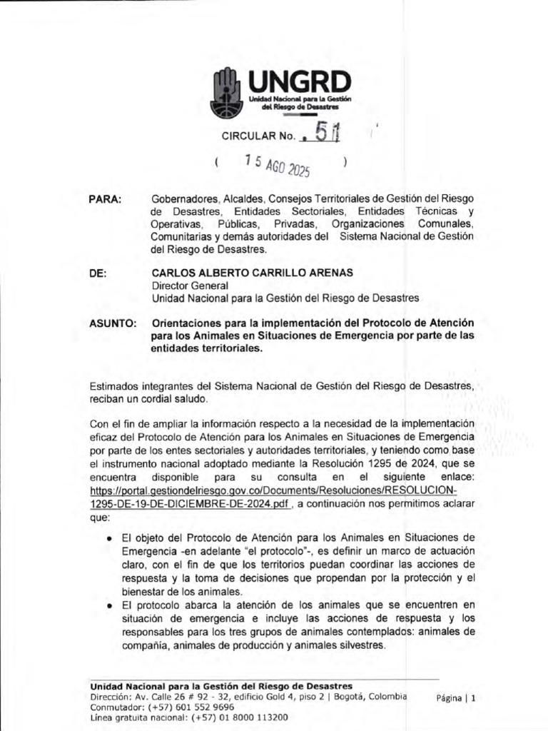 Circular 051 de 15 de Agosto de 2025 | PDF