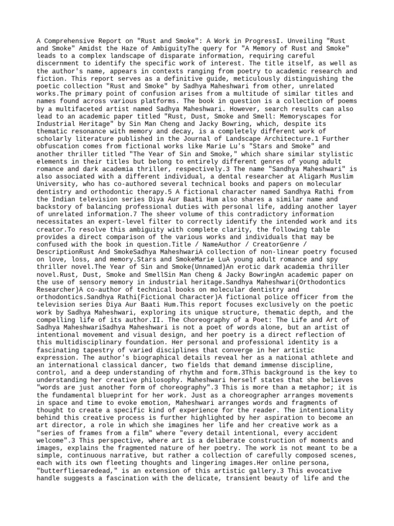 Understanding "Rust and Smoke" Poetry | PDF | Poetry | Books