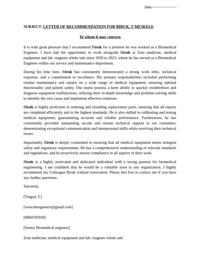New Ref. Letter For | PDF