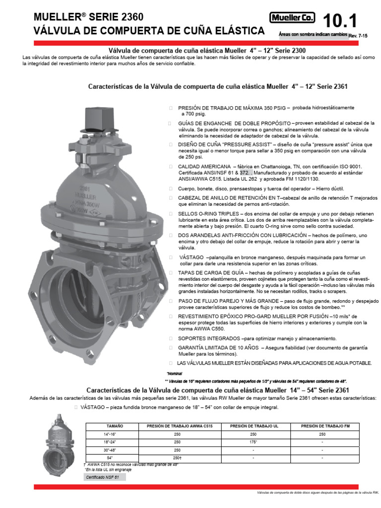 Válvula de Compuerta Mueller Serie 2360 | PDF | Tornillo | Ingeniería ...