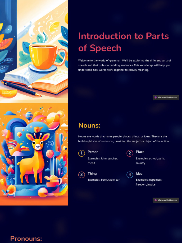 Grammar U1 Introduction To Parts of Speech | PDF | Noun | Adjective