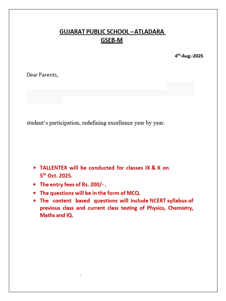 Tallentex 2025 Class 9 Details | PDF
