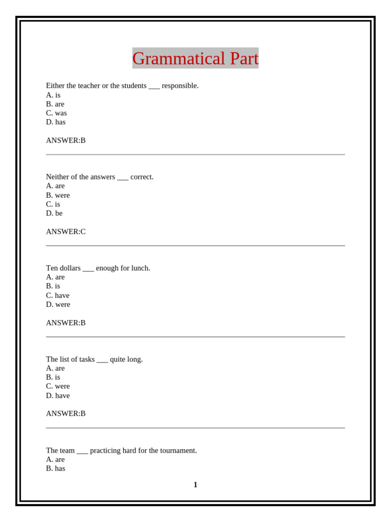 English Tenses Practice Worksheet | PDF