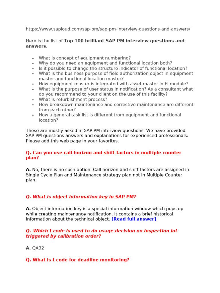 SAP PM Saploud | PDF