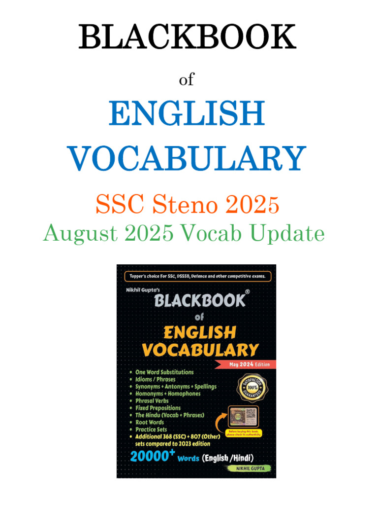 SSC Steno 2025 Vocab Update Blackbook of English Vocabulary by QMaths | PDF