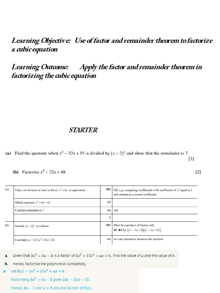 Factorising A Cubic Polynomial | PDF