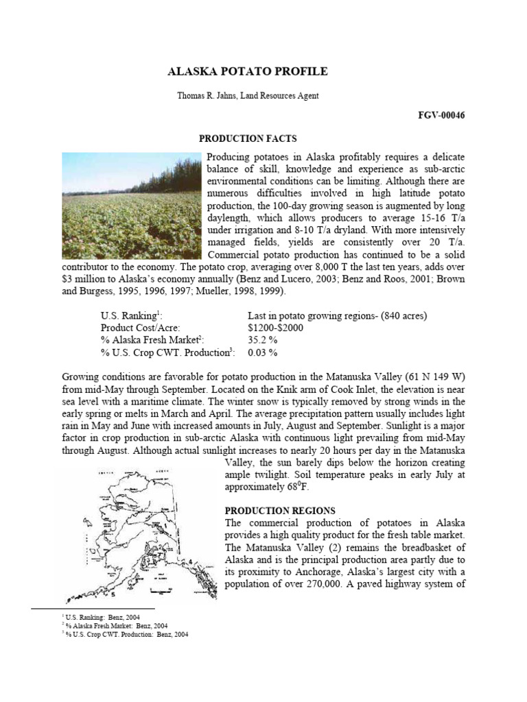 Alaska Potato Farming Profile 2005 | PDF | Potato | Agriculture