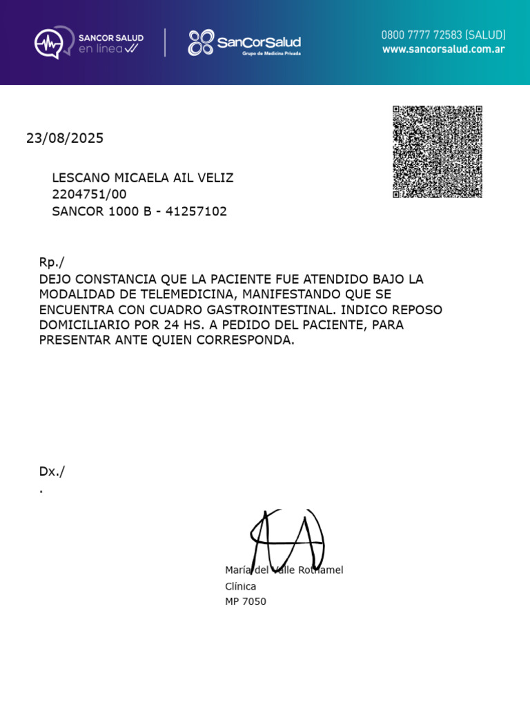 María Del Valle Rothamel Clínica MP 7050 | PDF
