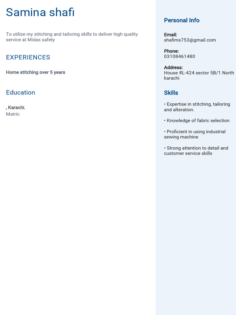 Samina Shafi CV | PDF