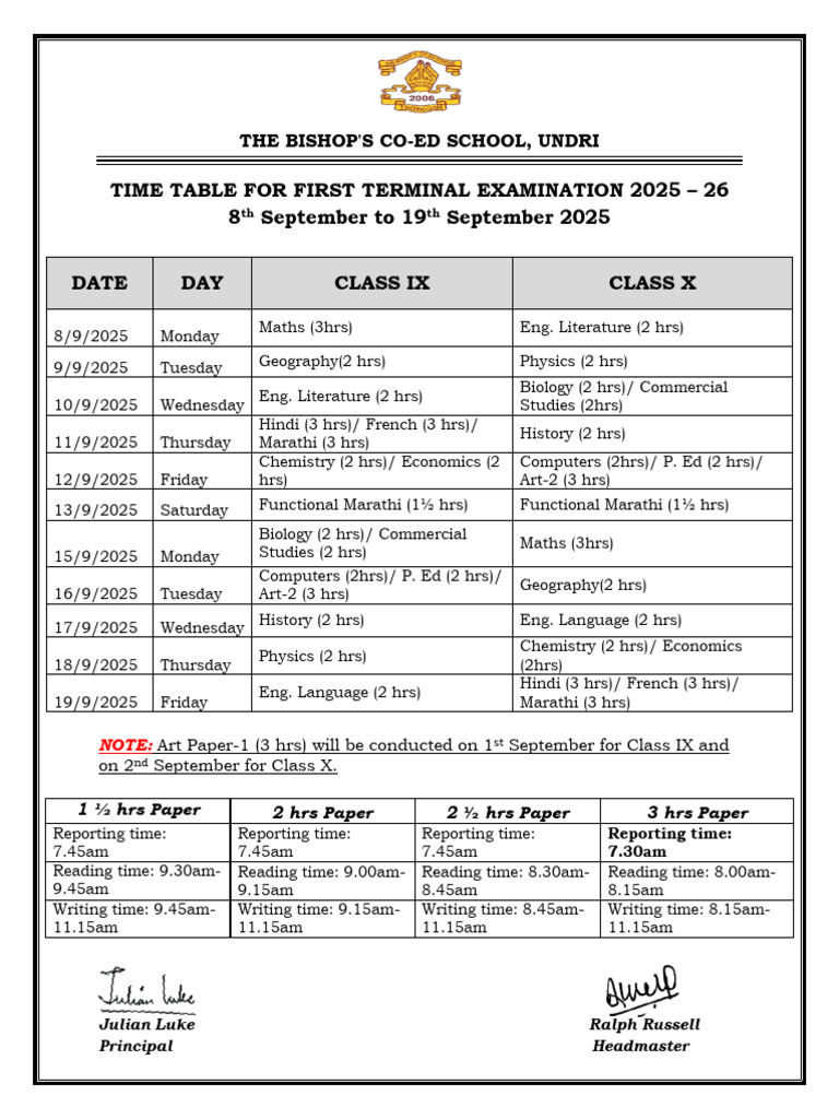 14082025102605first Terminal Examination Timetable 2025-Class IX and X ...