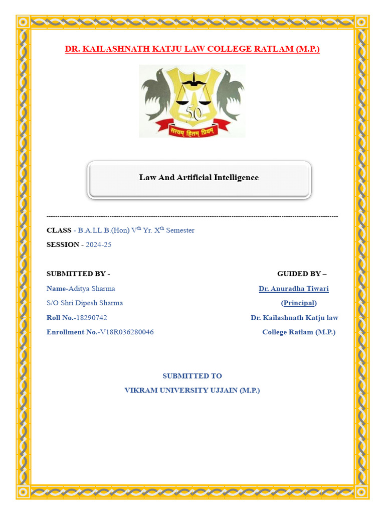10th Sem Last Project BA - LLB Aditya Narayan Sharma | PDF | Artificial Intelligence ...