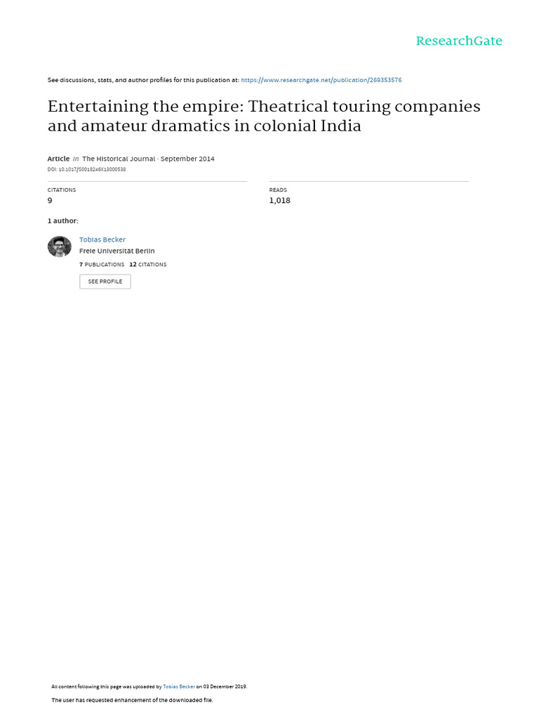 Theatrical Culture in Colonial India | PDF | Gilbert And Sullivan | Theatre