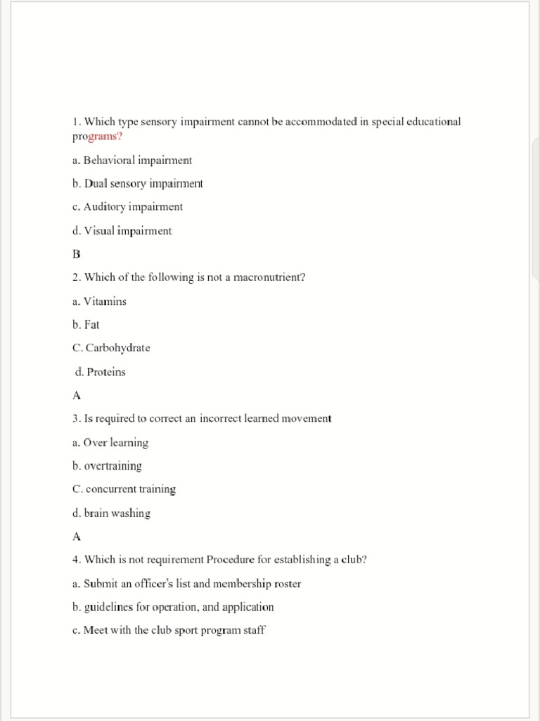 Sport Science Exist Exam | PDF