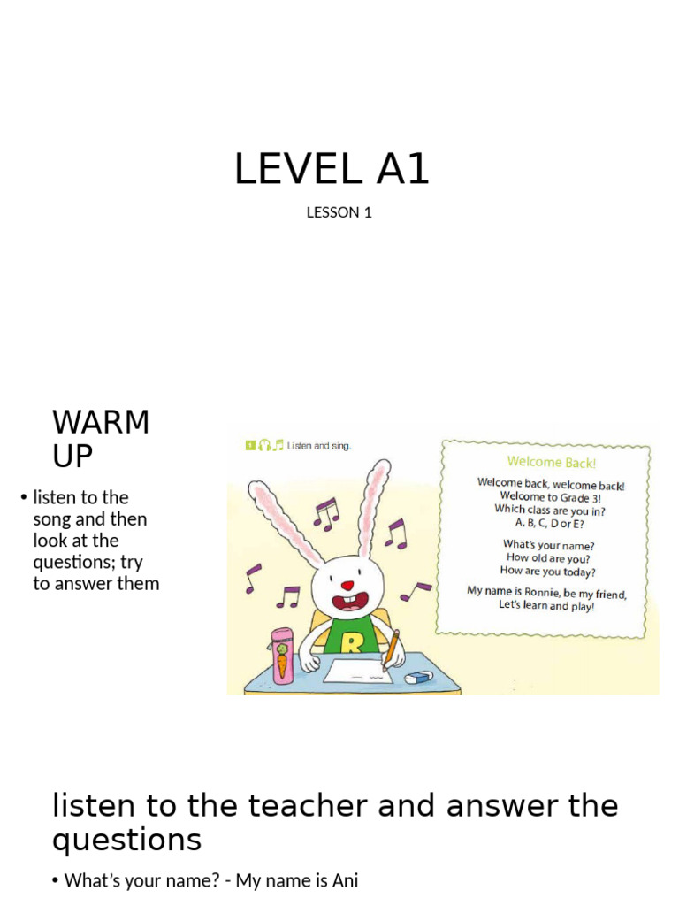 Level A1: Lesson 1 | PDF