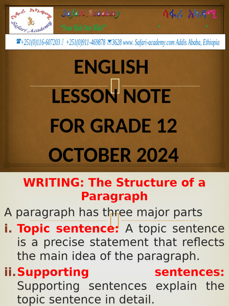 English Lesson Note For Grade 12 | PDF | Narrative | Narration