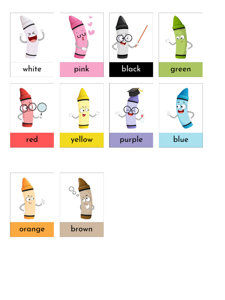 Colorful Crayon Colors Flashcards PDF | PDF