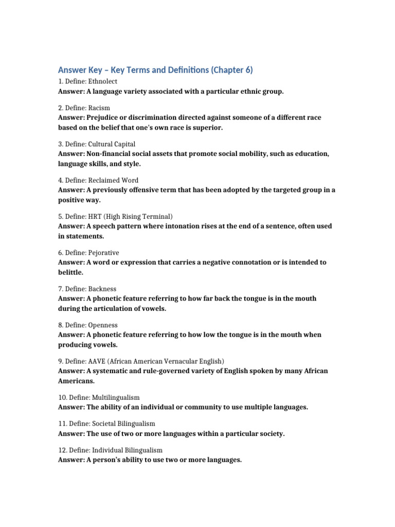 Chapter6 Key Terms Definitions Answers | PDF