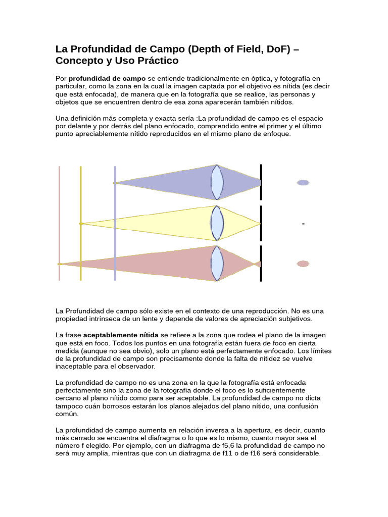 03 - La Profundidad de Campo - Concepto y Uso Práctico | PDF | Lente de ...