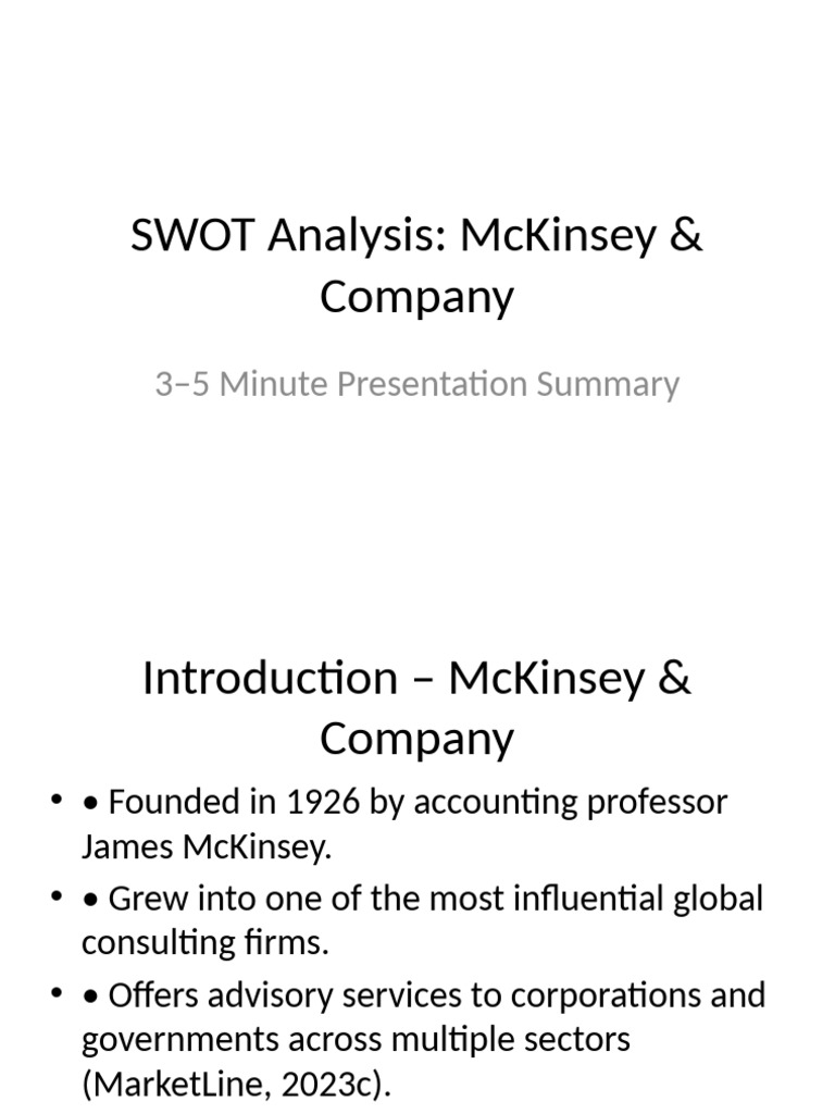 McKinsey SWOT Analysis Overview | PDF