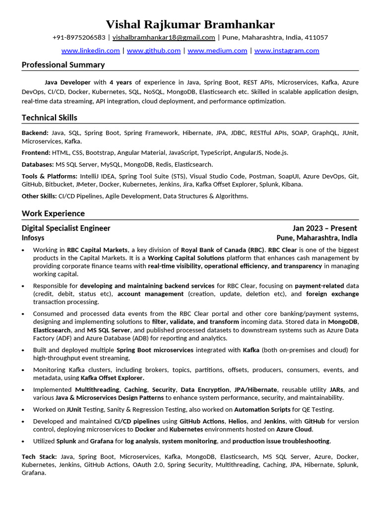 Vishal Rajkumar Bramhankar - ATS | PDF | Microsoft Sql Server | Microsoft Azure