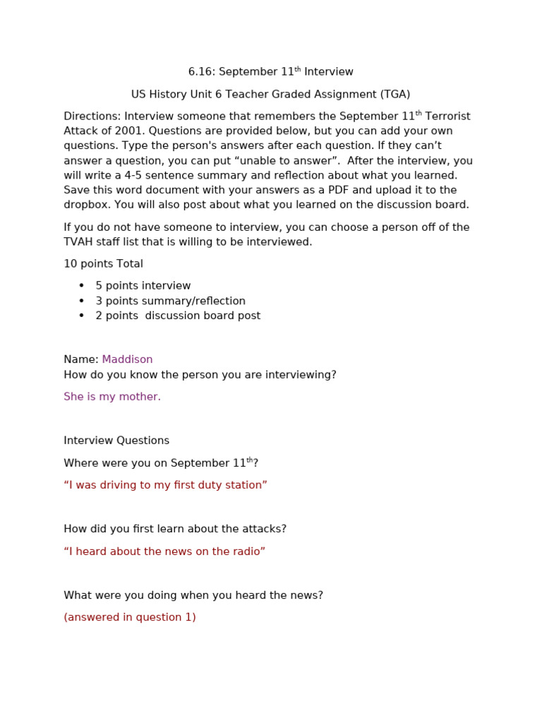 September 11th Interview | PDF | September 11 Attacks