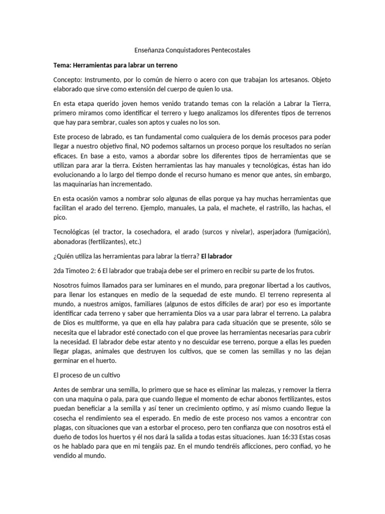 Enseñanza Herramientas para Labrar Un Terreno | PDF | Labranza | Arado