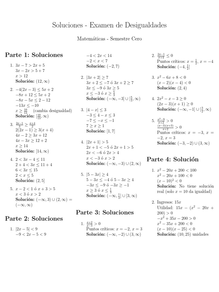 Soluciones a Desigualdades Matemáticas | PDF