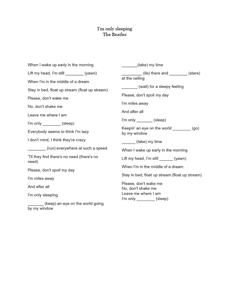 I'm Only Sleeping | PDF