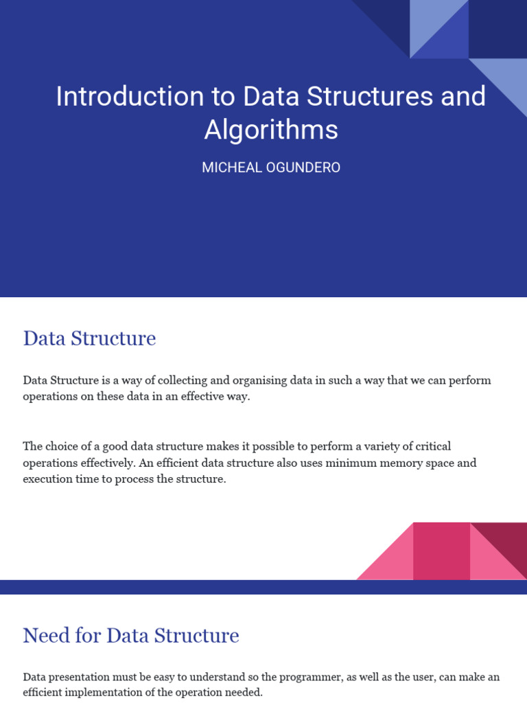 1 - Introduction To Data Structures and Algorithms | PDF | Algorithms | Data Structure