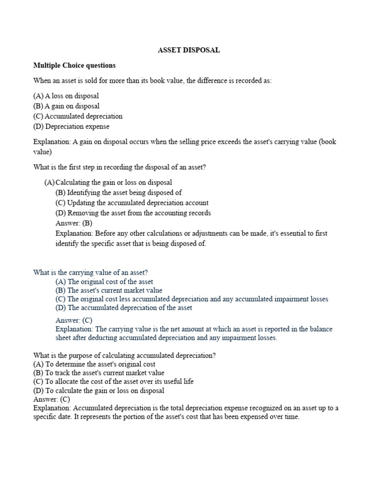 Asset Disposal Accounting Guide | PDF | Depreciation | Book Value