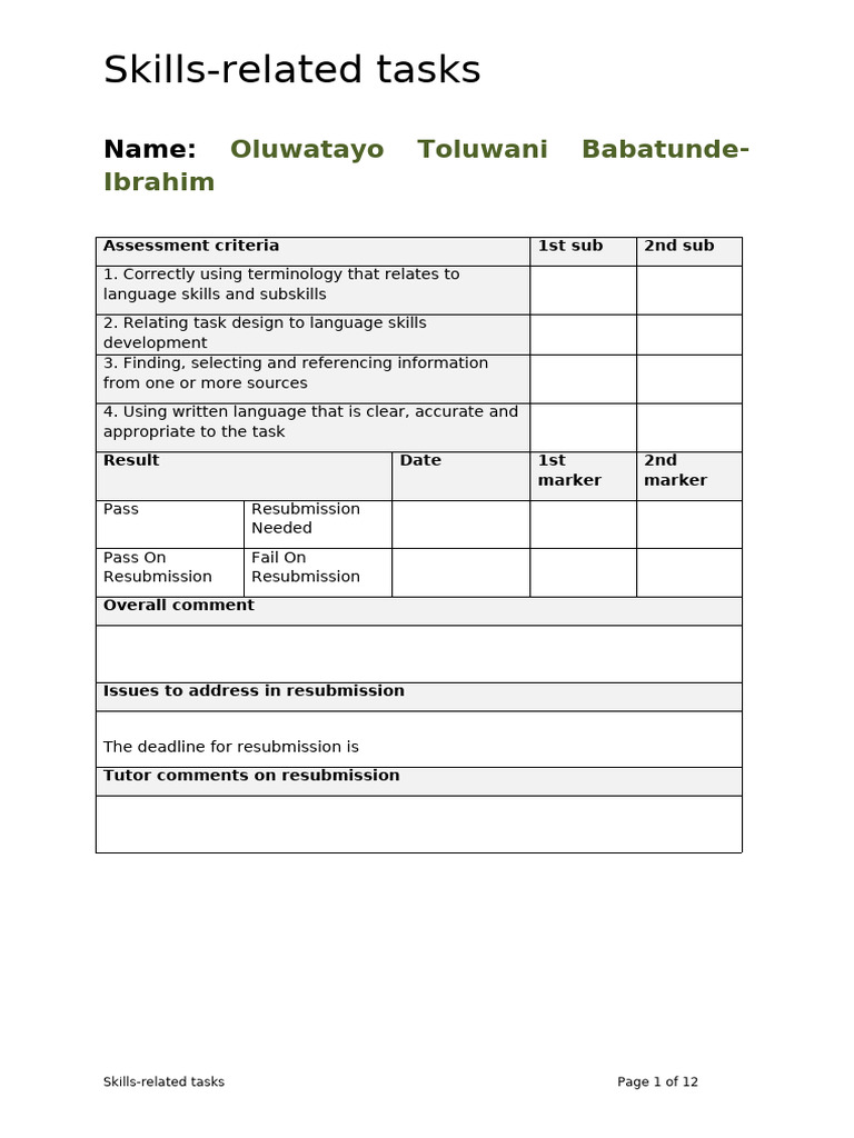 SRT - Oluwatayo GGHH Babatunde-Ibrahim | PDF | Vocabulary | Linguistics