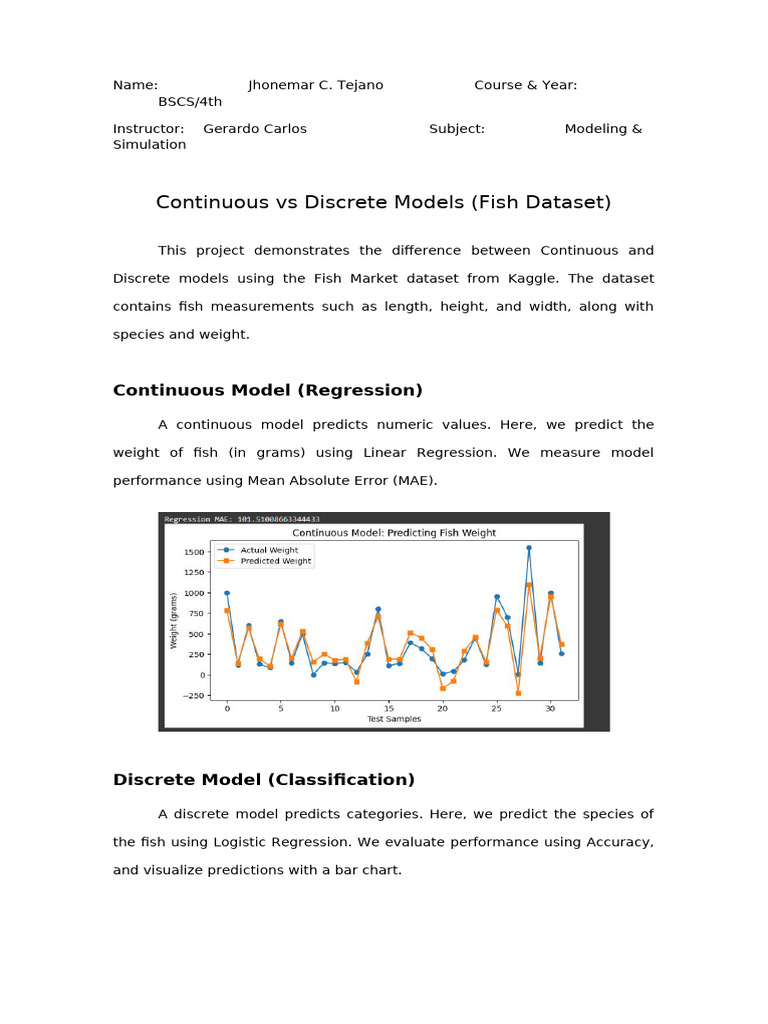 Continuous vs Discrete Models in Fish Data | PDF