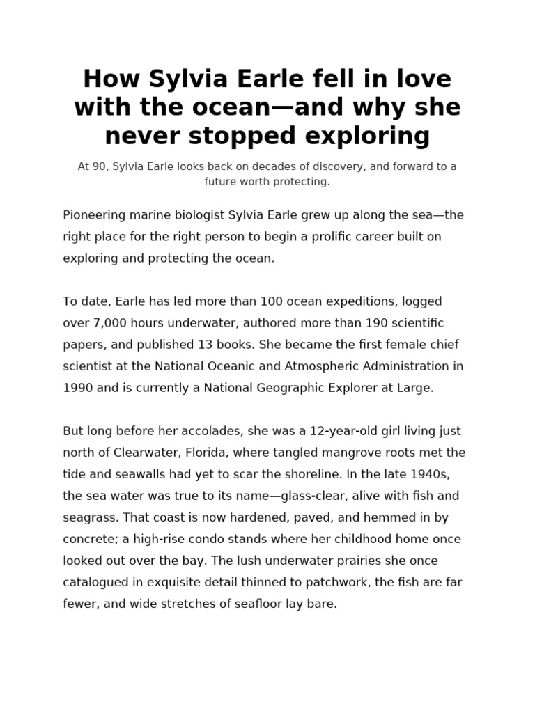 How Sylvia Earle Fell in Love With The Ocean-And Why She Never Stopped ...