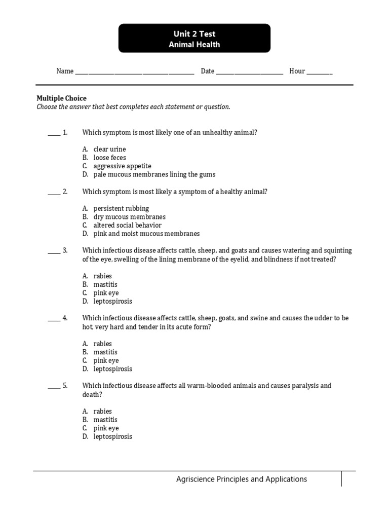 Animal Health Unit 2 Test | PDF | Injection (Medicine) | Intravenous ...