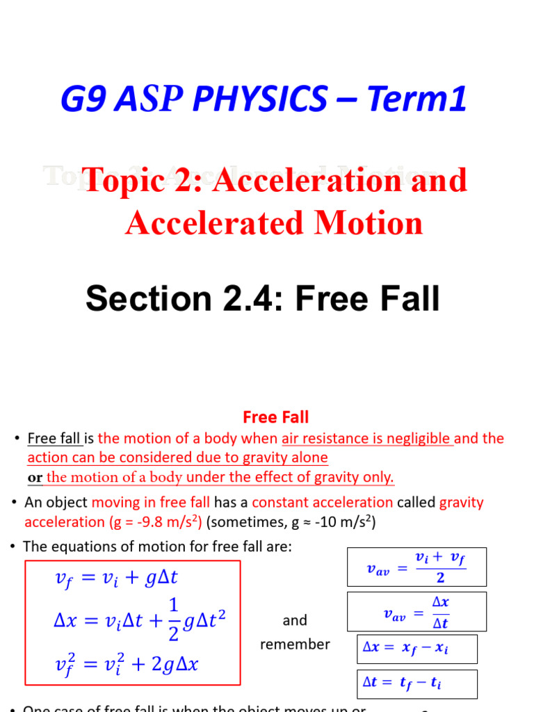 Free Fall Physics: Acceleration Explained | PDF | Acceleration ...