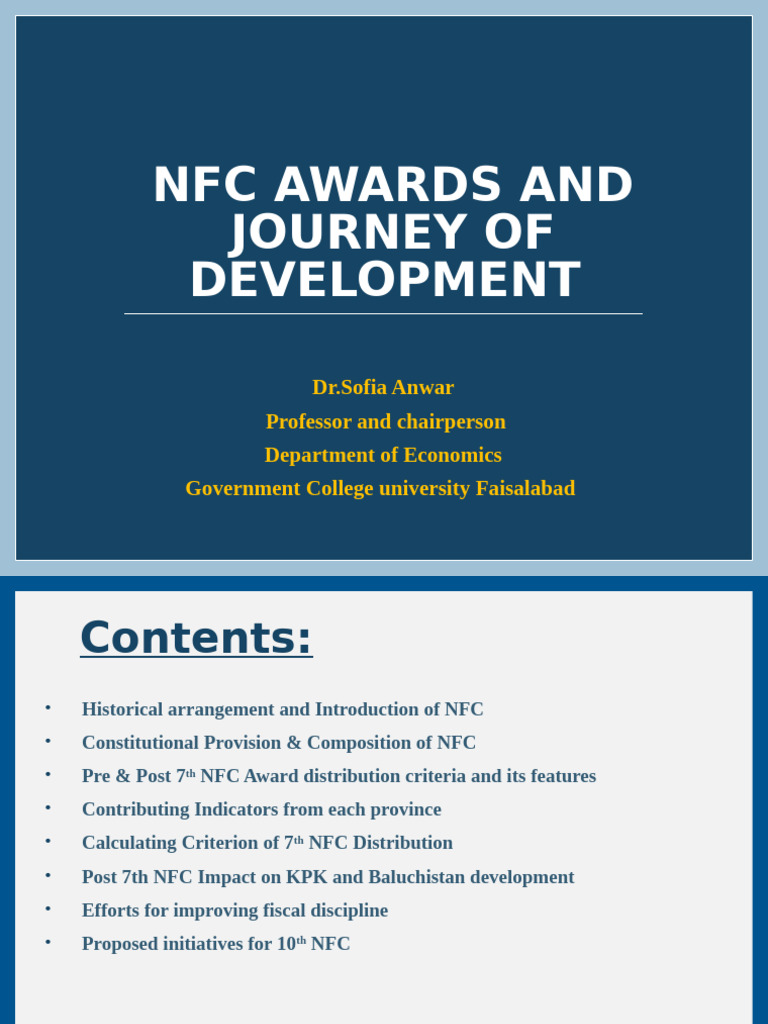 NFC Awards, Strategies, Challenges and Way Forward (Sofia Anwar) | PDF ...