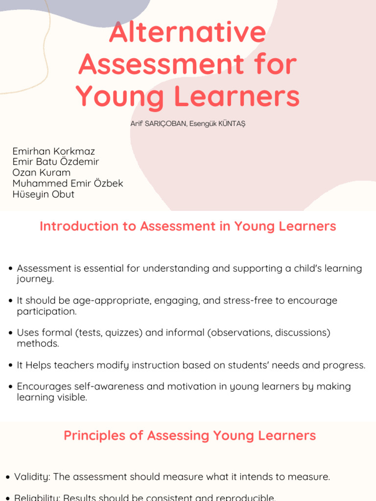 Alternative Assessment for Young Learners | PDF | Educational Assessment | Learning
