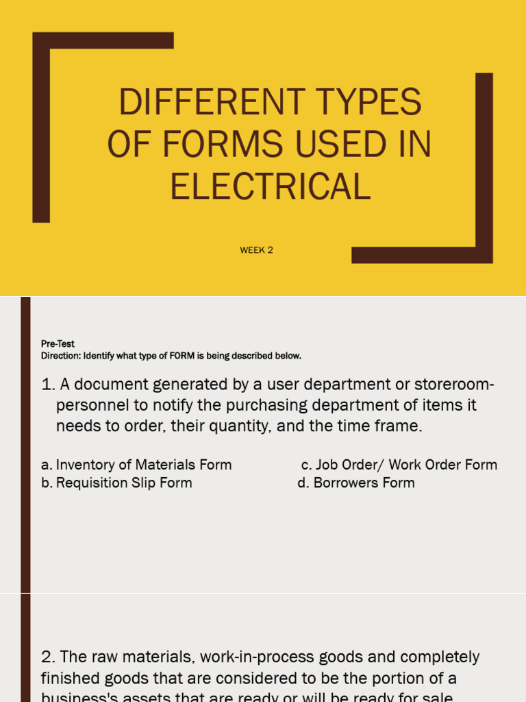 Types of Electrical Forms Explained | PDF | Inventory | Business
