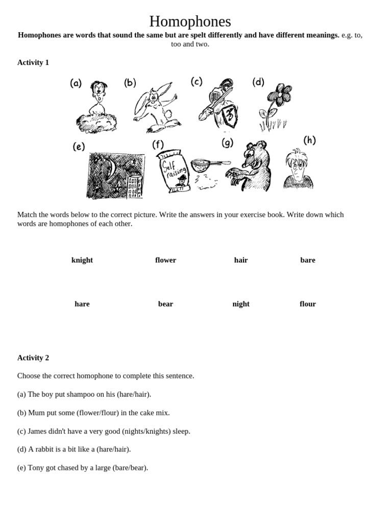 Homophones | PDF